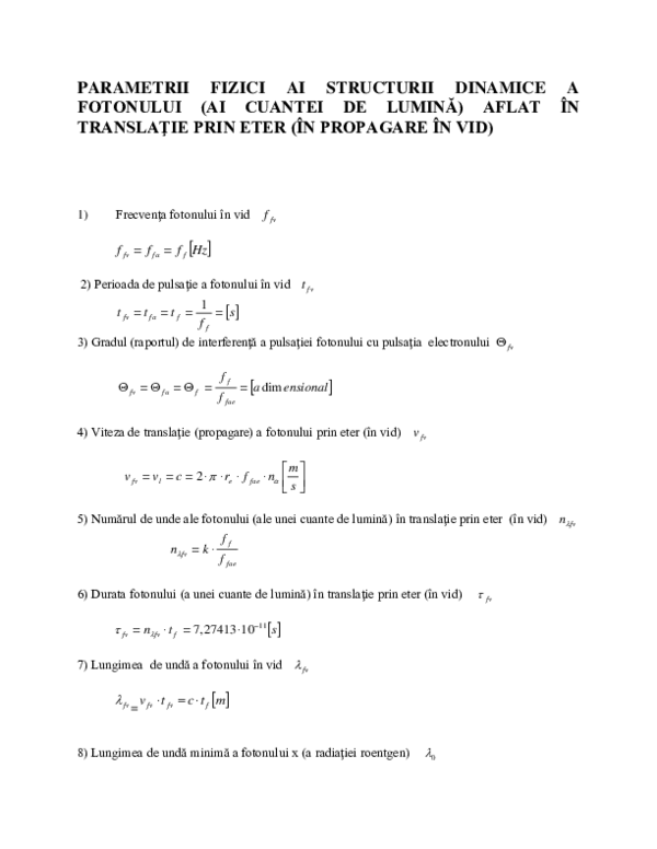 (PDF) PARAMETRII FIZICI AI STRUCTURII DINAMICE A FOTONULUI