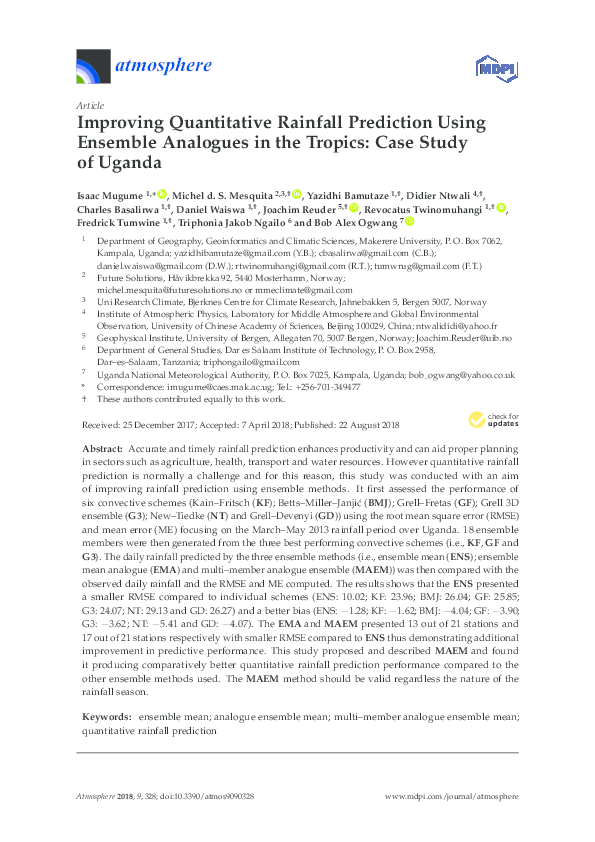 (PDF) Improving Quantitative Rainfall Prediction Using Ensemble Analogues in the Tropics: Case ...