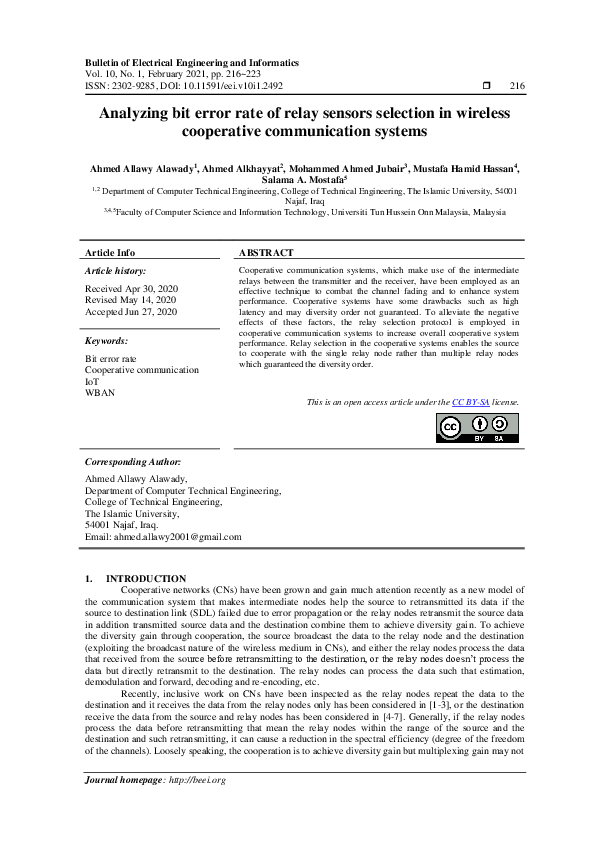 (PDF) Analyzing bit error rate of relay sensors selection in wireless cooperative communication ...
