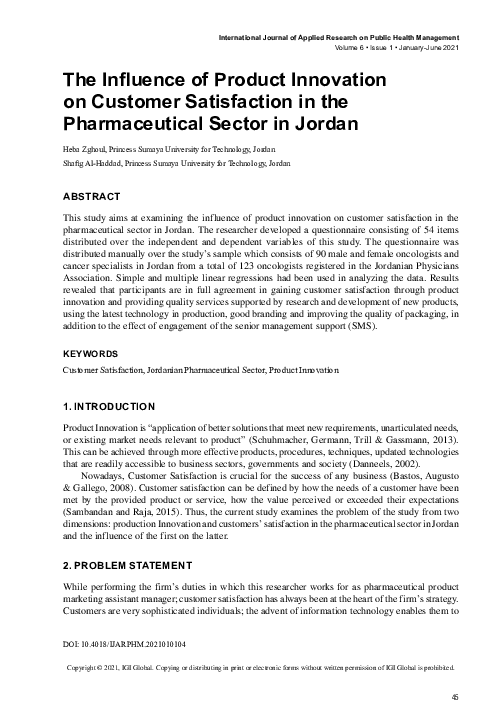 (PDF) The Influence of Product Innovation on Customer Satisfaction in ...