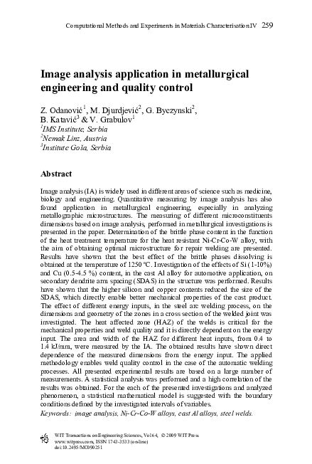 (PDF) Image analysis application in metallurgical engineering and ...