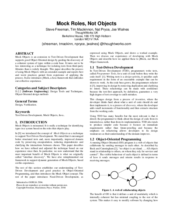 (PDF) Mock roles, not objects