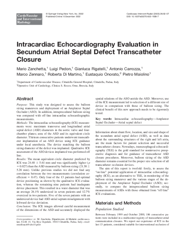(PDF) Intracardiac Echocardiography Evaluation in Secundum Atrial ...