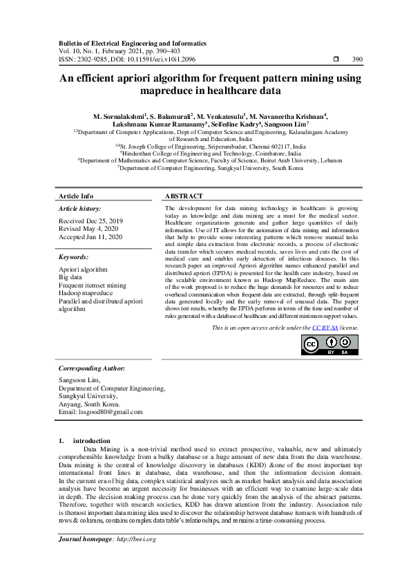 Pdf Efficient Apriori Algorithm For Healthcare Data