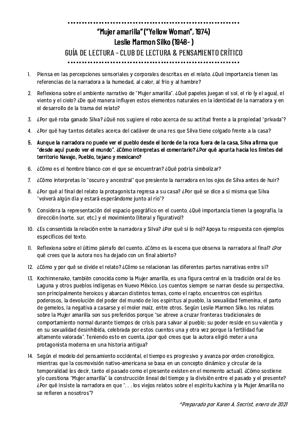 (PDF) Leslie Marmon Silko, "Mujer amarilla” (“Yellow Woman”, 1974 ...