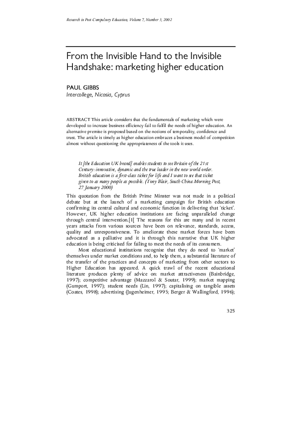 (PDF) From the invisible hand to the invisible handshake: marketing ...