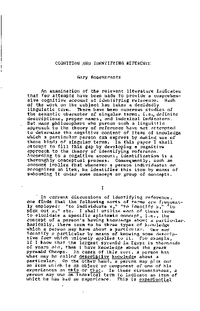 (PDF) Cognition and Identifying Reference