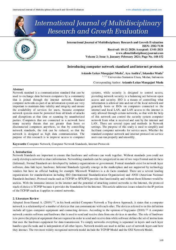 (PDF) Introducing computer network standard and internet protocols