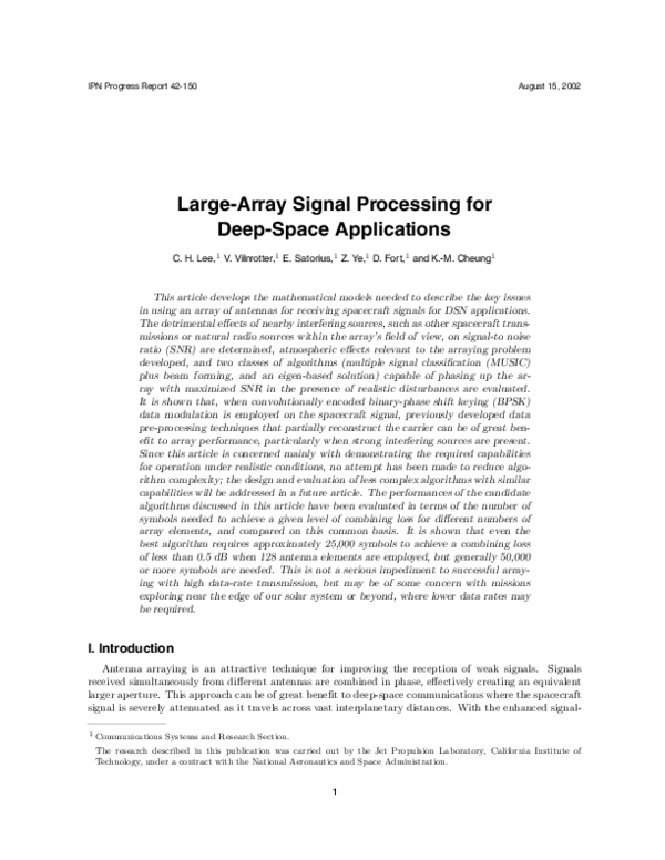 (PDF) Large-array signal processing for deep-space applications
