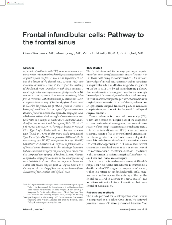 (PDF) Frontal infundibular cells: pathway to the frontal sinus | Ozum ...