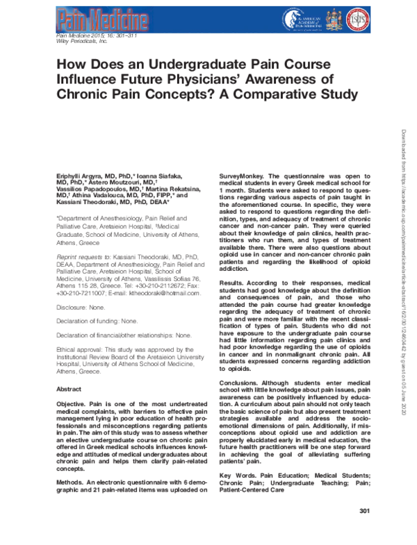 (PDF) How Does an Undergraduate Pain Course Influence Future Physicians ...