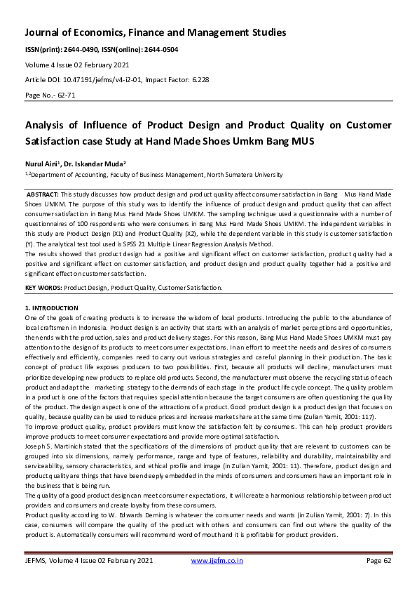(PDF) Analysis of Influence of Product Design and Product Quality on ...
