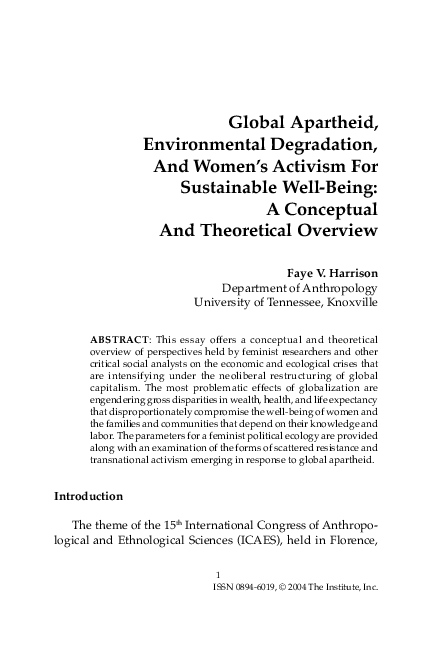(PDF) Global Apartheid, Environmental Degradation, and Women's Activism ...