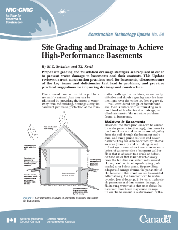 (PDF) Site Grading and Drainage to Achieve High-Performance Basements