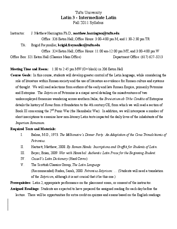 (PDF) Latin 3: Intermediate Latin - Syllabus