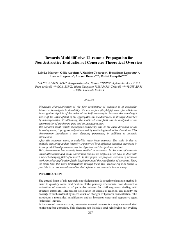 (PDF) Towards multidiffusive ultrasonic propagation for non destructive evaluation of concrete ...
