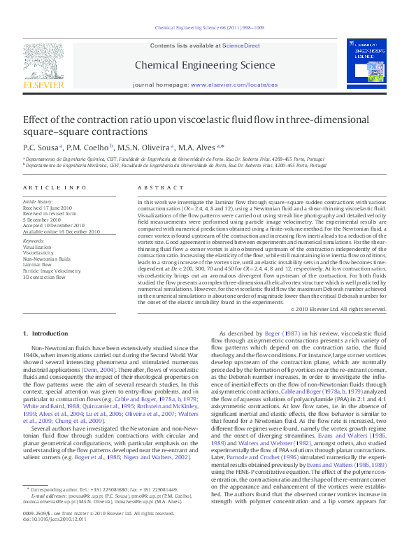 (PDF) Effect of the contraction ratio upon viscoelastic fluid flow in ...