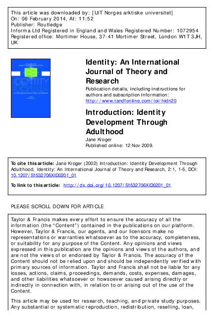 (PDF) Introduction: Identity Development Through Adulthood