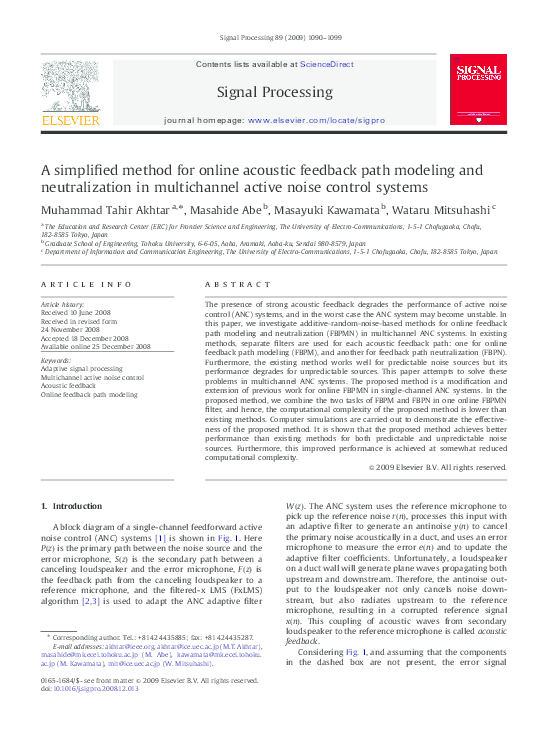(PDF) A simplified method for online acoustic feedback path modeling and neutralization in ...
