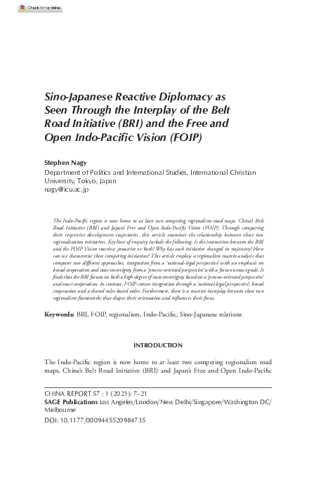 (PDF) Sino-Japanese Reactive Diplomacy as Seen Through the Interplay of ...
