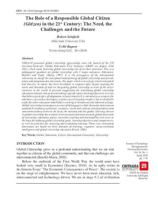 (PDF) The Role of a Responsible Global Citizen (Gitizen) in the 21st ...