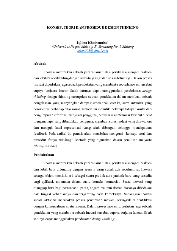 (PDF) KONSEP, TEORI DAN PROSEDUR DESIGN THINKING
