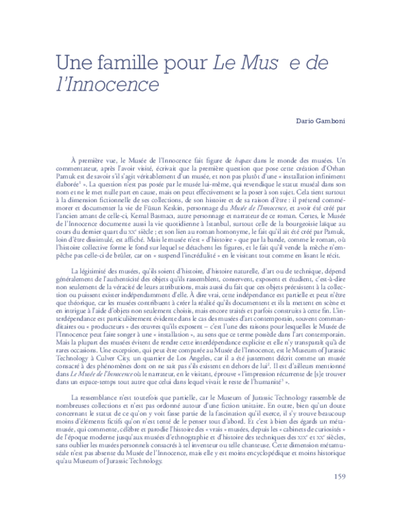 (PDF) “Une famille pour Le Musée de l’Innocence”, in Sophie Basch and ...