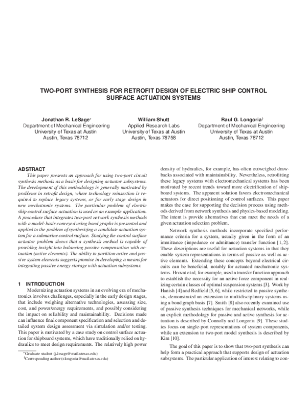 (PDF) Two-port synthesis for retrofit design of electric ship control ...