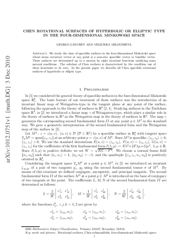 (PDF) Chen Rotational Surfaces of Hyperbolic or Elliptic Type in the ...