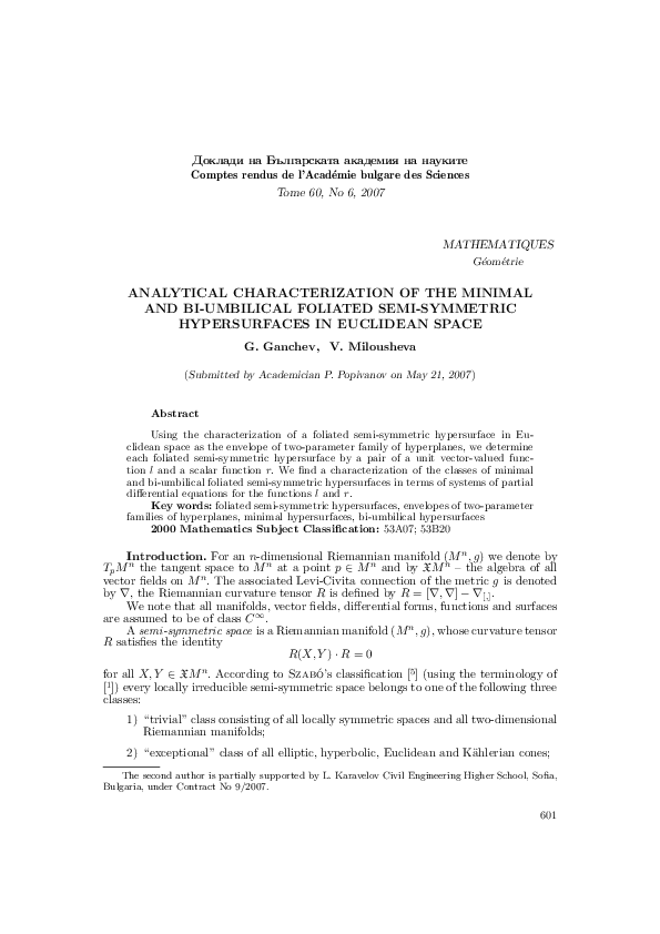 (PDF) Analytical characterization of the minimal and bi-umbilical foliated semi-symmetric ...