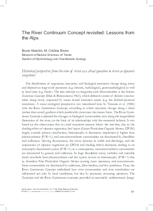 (PDF) The river continuum concept revisited: Lessons from the Alps