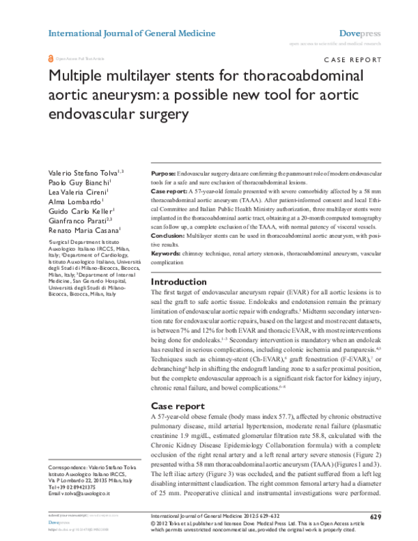 (PDF) Multiple multilayer stents for thoracoabdominal aortic aneurysm ...