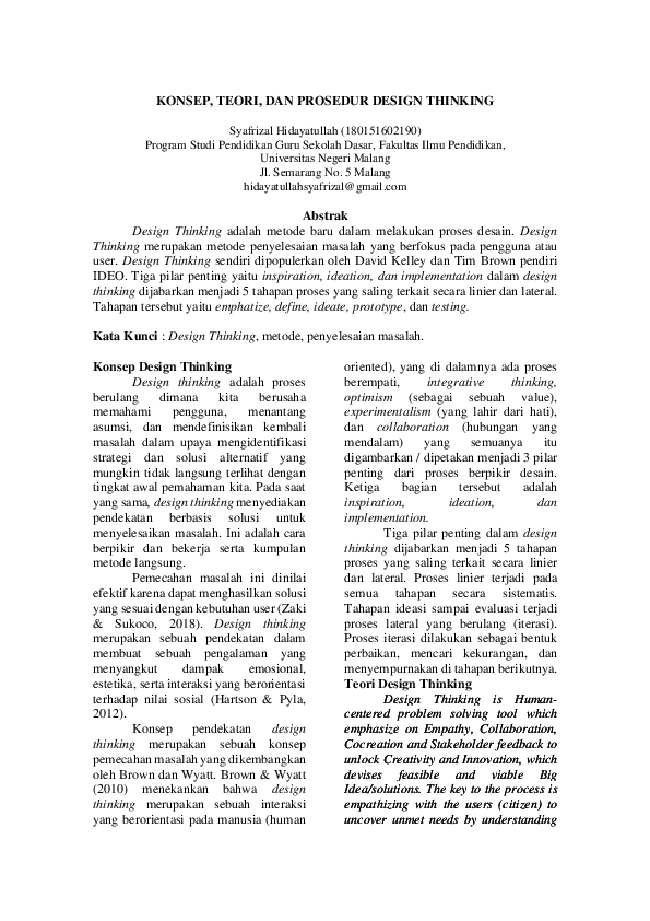 (PDF) KONSEP, TEORI, DAN PROSEDUR DESIGN THINKING