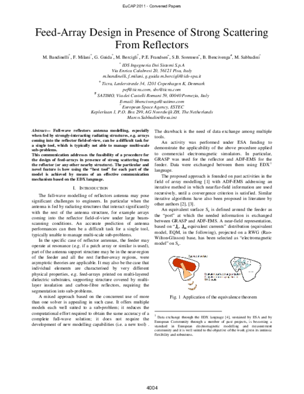 (PDF) Feed-array design in presence of strong scattering from reflectors