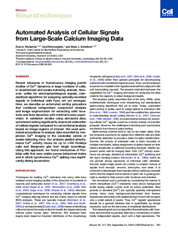Pdf Automated Cellular Signal Analysis In Calcium Imaging