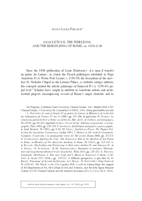(PDF) Anacletus II, The Pierleoni and the Rebuilding of Rome, ca. 1070 ...