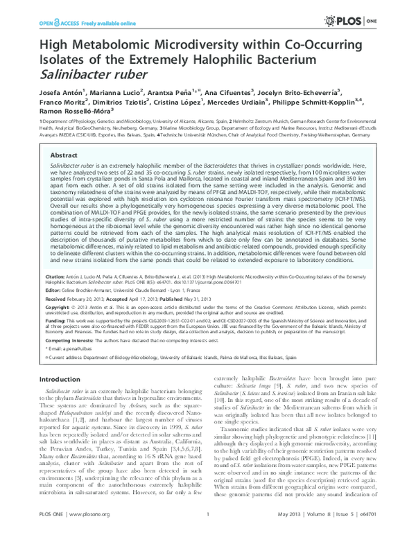 (PDF) High Metabolomic Microdiversity within Co-Occurring Isolates of ...