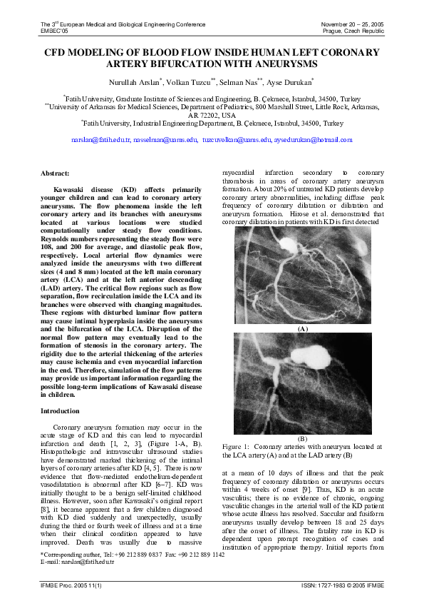 (PDF) CFD modeling of blood flow inside human left coronary artery ...