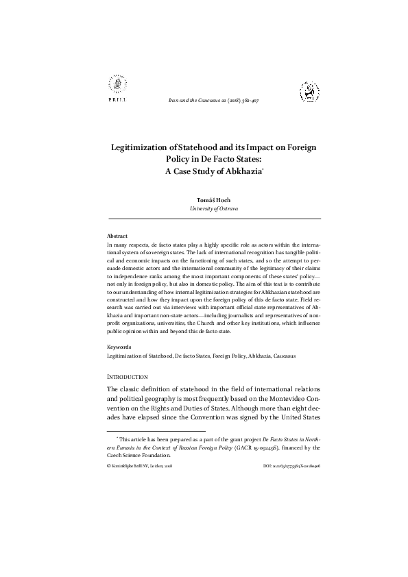 (PDF) Legitimization of statehood and its impact on foreign policy in ...