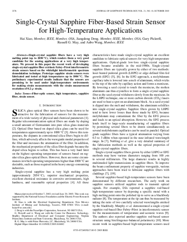 (PDF) Single-crystal sapphire fiber-based strain sensor for high ...