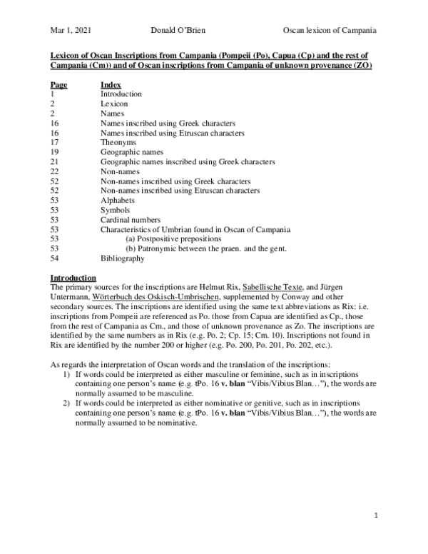 (PDF) Oscan Lexicon of Campania 2021-03-01