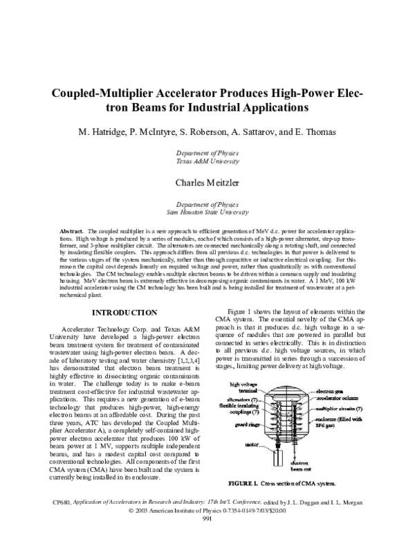 (PDF) Coupled-Multiplier Accelerator Produces High-Power Electron Beams ...