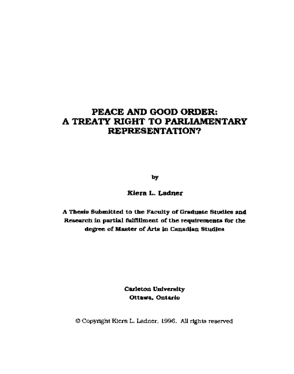 (PDF) Peace and good order: a treaty right to parliamentary ...