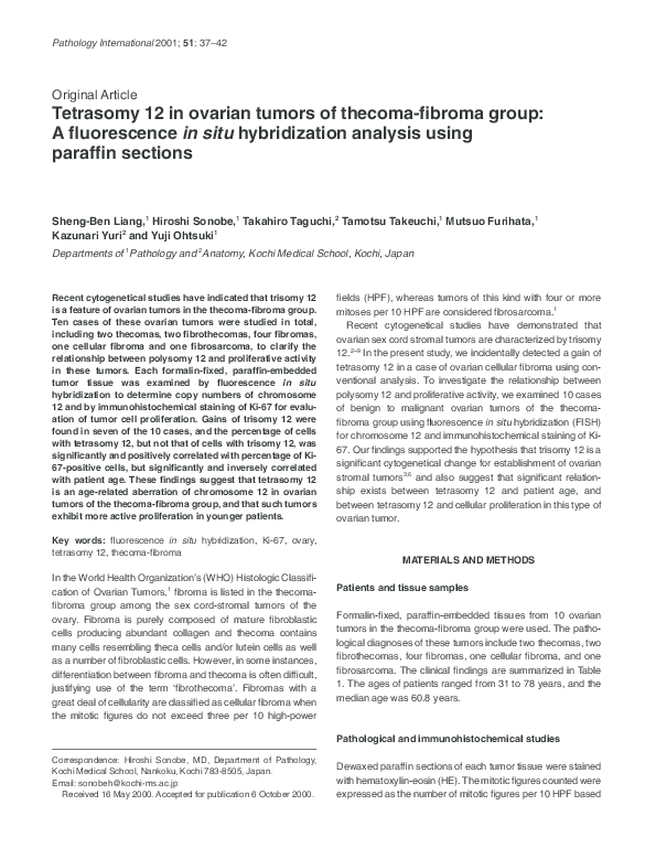 (PDF) Tetrasomy 12 in ovarian tumors of thecoma-fibroma group: A ...