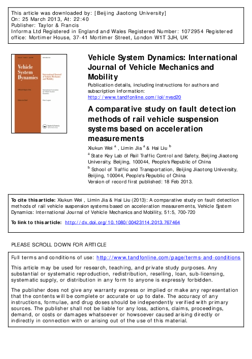 (PDF) A comparative study on fault detection methods of rail vehicle ...