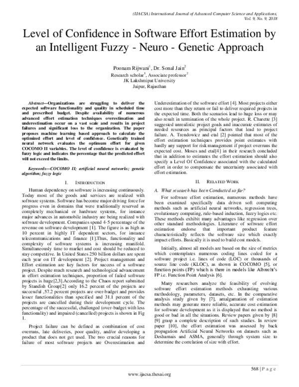 Pdf Level Of Confidence In Software Effort Estimation By An Intelligent Fuzzy Neuro
