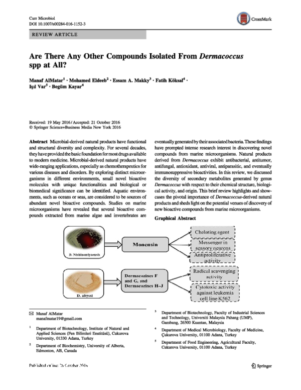 (PDF) Are There Any Other Compounds Isolated From Dermacoccus spp at All?