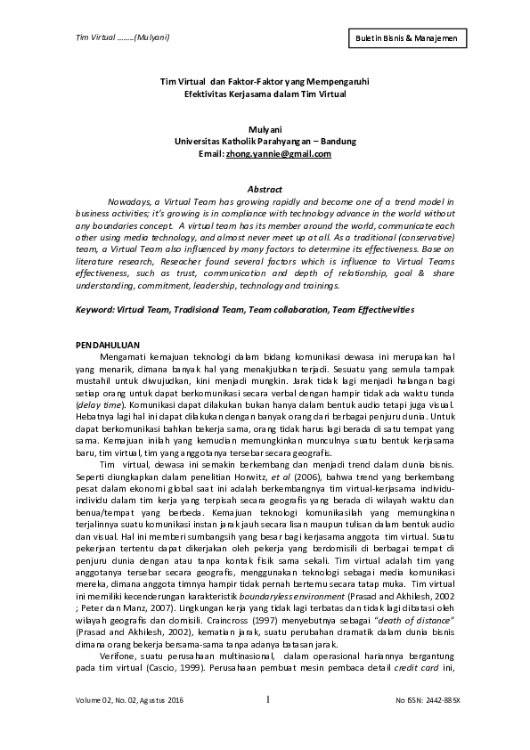 (PDF) Tim Virtual dan Faktor-Faktor yang Mempengaruhi Efektivitas ...