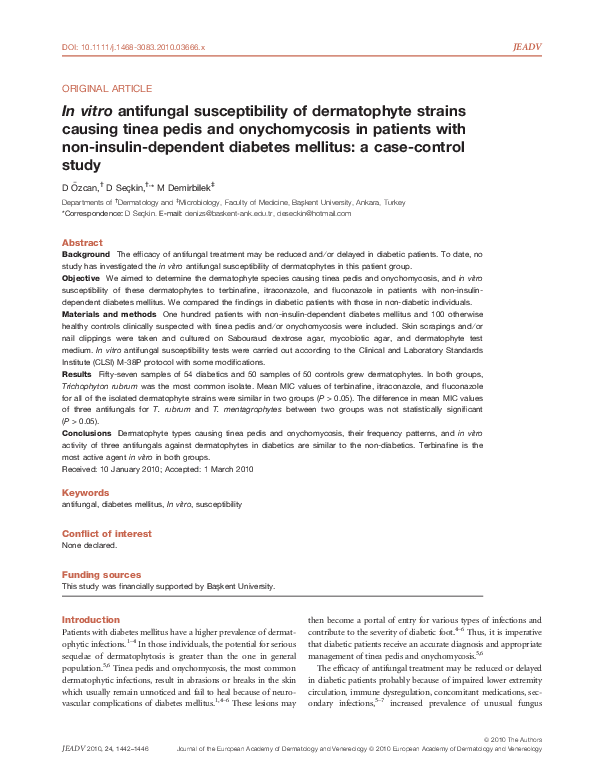(PDF) Dermatomycosis in lower limbs of diabetic patients followed by ...