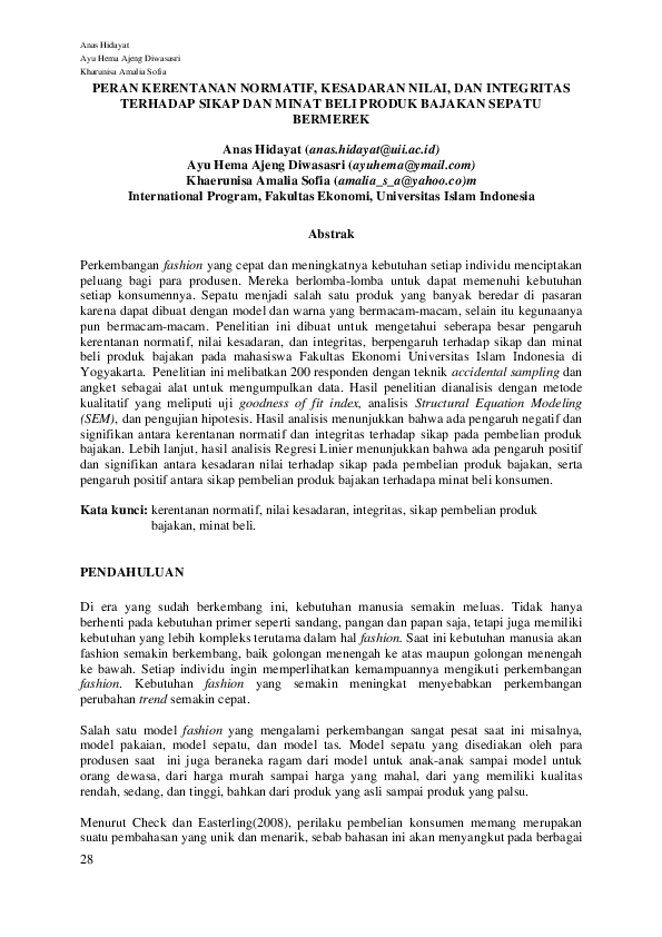 (PDF) Peran Kerentanan Normatif, Kesadaran Nilai, Dan Integritas ...